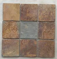 China Multicolor Slate Mosaic Wall Tile 305x305mm Natural Stone Mosaic for Interior Decor for sale