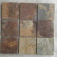 China Multicolor Slate Mosaic Wall Tile 305x305mm Natural Stone Mosaic for Interior Decor for sale