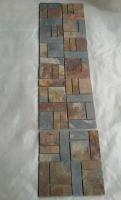 China Multicolor Slate Mosaic Wall Tile 305x305mm Natural Stone Mosaic for Interior Decor for sale