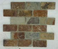 China Multicolor Slate Mosaic Wall Tile 305x305mm Natural Stone Mosaic for Interior Decor for sale