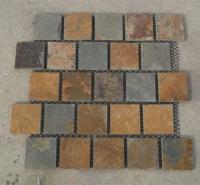 China Multicolor Slate Mosaic Wall Tile 305x305mm Natural Stone Mosaic for Interior Decor for sale