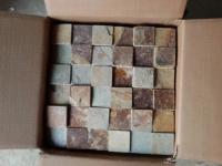 China Multicolor Slate Mosaic Wall Tile 305x305mm Natural Stone Mosaic for Interior Decor for sale