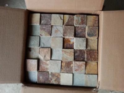 China Multicolor Slate Mosaic Wall Tile 305x305mm Natural Stone Mosaic for Interior Decor for sale