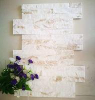 China Cream Quartzite Thin Stone Veneer 18x35cm S Cut Ledgestone for Wall Cladding for sale