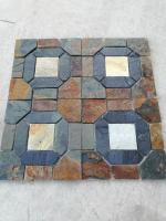 China Multicolor Slate Mosaic Wall Tile 305x305mm Natural Stone Mosaic for Interior Decor for sale