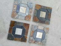 China Multicolor Slate Mosaic Wall Tile 305x305mm Natural Stone Mosaic for Interior Decor for sale