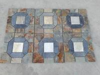 China Multicolor Slate Mosaic Wall Tile 305x305mm Natural Stone Mosaic for Interior Decor for sale
