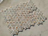 China Multicolor Slate Mosaic Wall Tile 305x305mm Natural Stone Mosaic for Interior Decor for sale