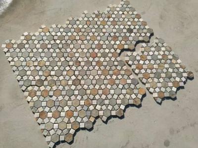 China Multicolor Slate Mosaic Wall Tile 305x305mm Natural Stone Mosaic for Interior Decor for sale