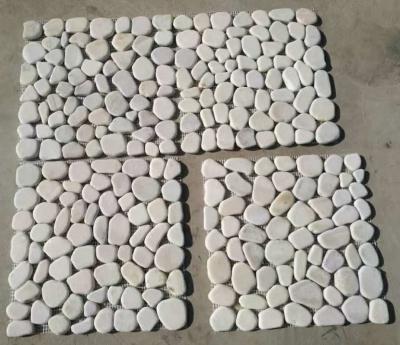 China White Pebble Mosaic Natural Stone Wall Tile 305x305mm Interior Decor for sale