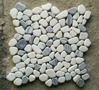 China White Mixed Grey Pebble Mosaic Natural Stone Wall Tile 305x305mm Interior Decor for sale