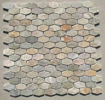 China Oyster Quartzite Mosaic 305x305mm Natural Stone Wall Tile for Interior Decor for sale