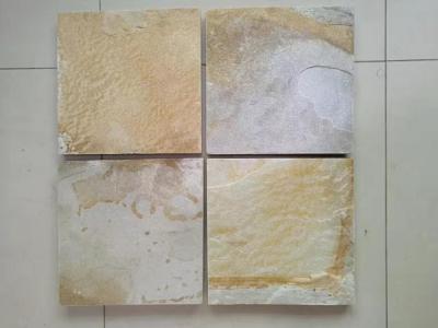China Yellow Gold Quartzite Floor and Wall Tiles 30x60 cm Natural Stone for sale