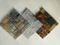 China Multicolor Slate Mosaic Tile 305x305mm Natural Stone Wall Tile for Interior Decor for sale