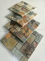 China Multicolor Slate Mosaic Tile 305x305mm Natural Stone Wall Tile for Interior Decor for sale