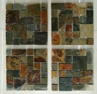 China Multicolor Slate Mosaic Tile 305x305mm Natural Stone Wall Tile for Interior Decor for sale