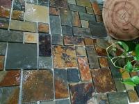 China Multicolor Slate Mosaic Tile 305x305mm Natural Stone Wall Tile for Interior Decor for sale