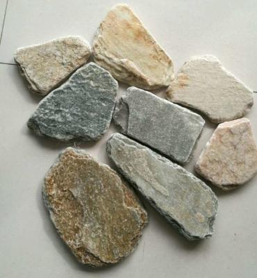 China Yellow Quartzite Tumbled Random Flagstone 30-50cm Natural Paving Stone for Patio for sale