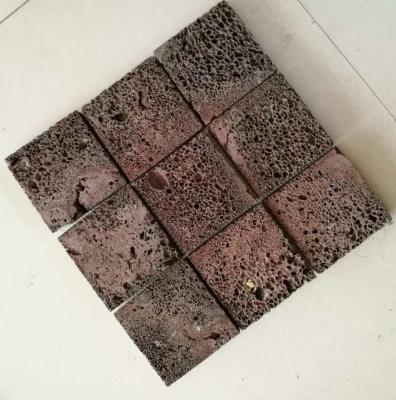China Red Lava Stone Mosaic 305x305mm Natural Basalt Wall Tile for Interior Decor for sale