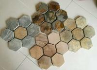 China Natural Rust Slate Hexagon Flagstone 4pcs per m2 Patio Pavers Wall Cladding 1.2-1.5cm Thick for sale