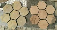 China Natural Red Sandstone Hexagon Flagstone 4pcs per m2 1.2-1.5cm Thick Patio Pavers Wall Cladding for sale