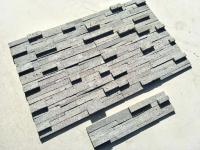 China Black Lava 3D Stacked Stone Wall Panel 600x150mm Basalt Culture Stone Veneer for sale