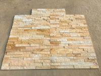 China Yellow Wooden Sandstone Culture Stone Ledger Panel 600x150mm Natural Split Wall Cladding for sale