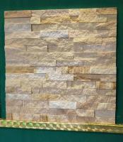 China Yellow Wooden Sandstone Culture Stone Ledger Panel 600x150mm Natural Split Wall Cladding for sale