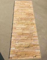 China Yellow Wooden Sandstone Culture Stone Ledger Panel 600x150mm Natural Split Wall Cladding for sale