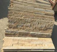 China Yellow Wooden Sandstone Culture Stone Ledger Panel 600x150mm Natural Split Wall Cladding for sale