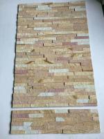 China Yellow Wooden Sandstone Ledgestone Natural Stone Veneer 600x150mm Wall Cladding for sale