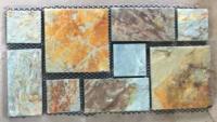 China Rusty Slate Meshed Flagstone 609x303mm Natural Multicolor Slate Paving Stone for Patio Flooring for sale