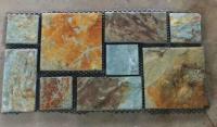China Rusty Slate Meshed Flagstone 609x303mm Natural Multicolor Slate Paving Stone for Patio Flooring for sale