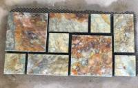 China Rusty Slate Meshed Flagstone 609x303mm Natural Multicolor Slate Paving Stone for Patio Flooring for sale