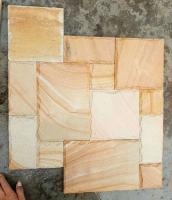 China China Yellow Sandstone Mushroom Wall Cladding 30x10cm Natural Stone Tile for Indoor Outdoor Decoration for sale