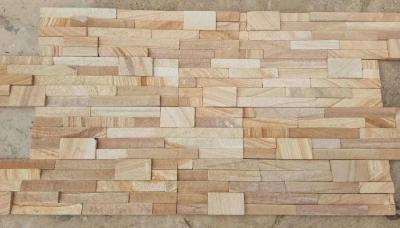 China Yellow Wooden Sandstone Wall Cladding Natural Split Stone Veneer 600x150mm for sale