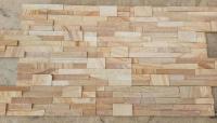 China Yellow Wooden Sandstone Cladding Natural Split Stone Wall Panels 600x150mm for sale