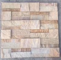 China Yellow Wooden Sandstone Wall Panels Natural Split Ledgestone 600x150mm Culture Stone Veneer for sale