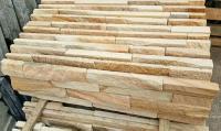 China Yellow Wood Sandstone Culture Stone Wall Cladding Natural Rough Face 600x150mm for sale