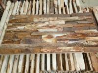 China Gold Wooden Slate Culture Stone Cladding Autumn Slate Ledgestone 600x150mm Natural Rough for sale