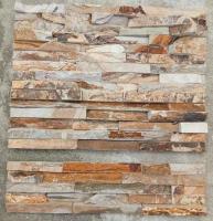 China Gold Wooden Slate Culture Stone Cladding Autumn Slate Ledgestone 600x150mm Natural Rough for sale
