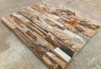 China Gold Wooden Slate Culture Stone Cladding Autumn Slate Ledgestone 600x150mm Natural Rough for sale