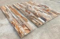 China Gold Wooden Slate Culture Stone Cladding Autumn Slate Ledgestone 600x150mm Natural Rough for sale