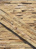 China Golden Yellow Quartzite Split Face Stone Veneer 600x150mm Wall Cladding Panel for sale