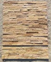 China Golden Yellow Quartzite Split Face Stone Veneer 600x150mm Wall Cladding Panel for sale