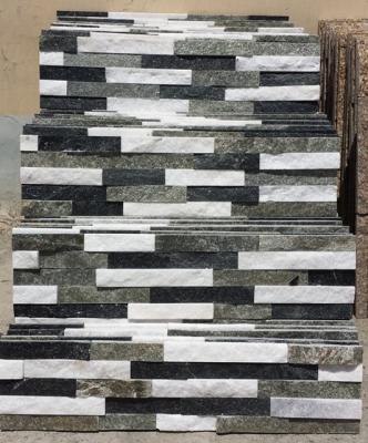 China Mixed Colors Quartzite Stone Cladding Thin Veneer 600x150mm Ledgestone Panel for sale
