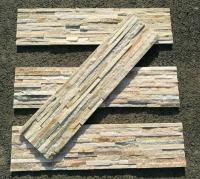 China Yellow Quartzite Ledgestone Culture Stone 600x150x15mm Waterfall Style Wall Veneer for sale