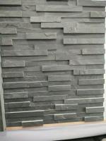 China Black Slate 3D Z Clad Ledge Stone Veneer 15x35cm Culture Stacked Stone Cladding Panel for sale