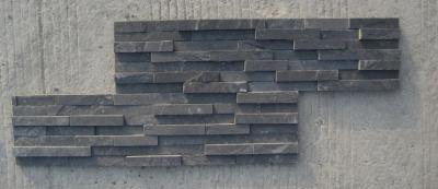 China Black Slate 3D Z Clad Ledge Stone Veneer 15x35cm Culture Stacked Stone Cladding Panel for sale