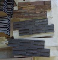 China Black Slate 3D Z Clad Ledge Stone Veneer 15x35cm Culture Stacked Stone Cladding Panel for sale